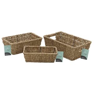 jvl seagrass set of 3 rectangular tapered storage baskets