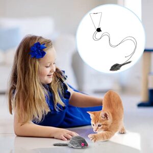 4 Pieces Hanging Door Cat Toy Interactive Bouncing Mouse Cat Toy Stress Relieve Hanging Cat Toys for Cat with Elastic Band Mouse Shape Cat Feather Toys for Indoor Outdoor Cat Play