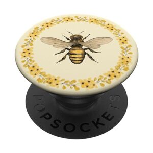 cute yellow bee bumblebee honey aesthetic flower beekeeper popsockets standard popgrip