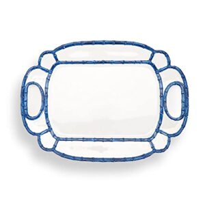 two's company blue bamboo touch platter, 20"x14.5"