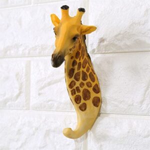 yangdao 2pcs animal head key hooks,deer head creative decorative hook,creative home wall decoration hook, american retro cafe bar shop wall three-dimensional animal wall hanging hooks,giraffe hook