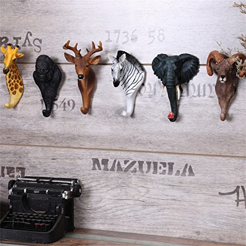 YANGDAO 2PCS Animal Head Key Hooks,Deer Head Creative Decorative Hook,Creative Home Wall Decoration Hook, American Retro Cafe bar Shop Wall Three-Dimensional Animal Wall Hanging Hooks,Giraffe Hook