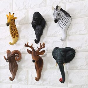 YANGDAO 2PCS Animal Head Key Hooks,Deer Head Creative Decorative Hook,Creative Home Wall Decoration Hook, American Retro Cafe bar Shop Wall Three-Dimensional Animal Wall Hanging Hooks,Giraffe Hook