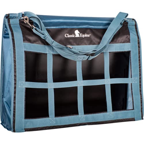 Classic Equine Topload Hay Bag, Black-Ocean Blue