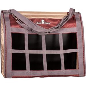 classic equine topload hay bag, merlot-tan