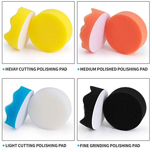 Kshineni Buffing Pads 3 Inch Car Buffer Pad, Drill Polishing Kit,Car Polisher Pads Kit Sponge Pads Car Foam Drill for Car Polishing,Sanding,Waxing,Sealing Glaze