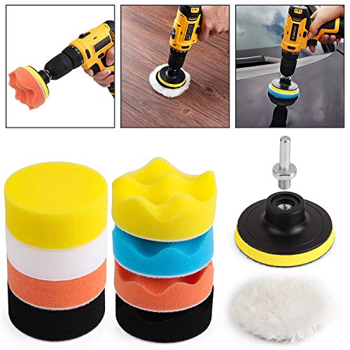 Kshineni Buffing Pads 3 Inch Car Buffer Pad, Drill Polishing Kit,Car Polisher Pads Kit Sponge Pads Car Foam Drill for Car Polishing,Sanding,Waxing,Sealing Glaze