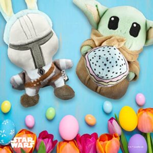 STAR WARS 2PC Easter 6" Mandalorian & Grogu Squeaker Pet Toys |Set of Two Plush Squeaker Easter Pet Toys | Pair Toys for Dogs Easter Stuffed Mandalorian & The Chil