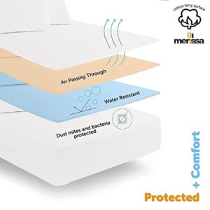 Merissa Premium Mattress Protector, Made from Cotton Terry - Vinly Free, Breathable, Water Resistant, Twin XL Size, White