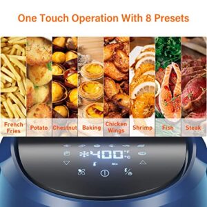 VILIWIN 4.5 QT, Digital Cooker 8 Preset Menus 1400W Hot air fryer 90% Oilless Navy Blue