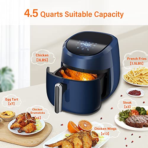 VILIWIN 4.5 QT, Digital Cooker 8 Preset Menus 1400W Hot air fryer 90% Oilless Navy Blue