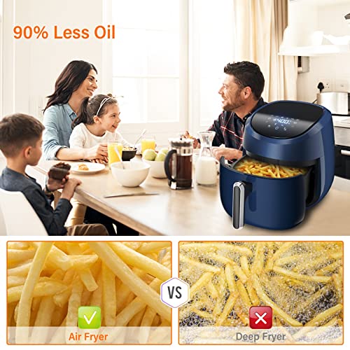 VILIWIN 4.5 QT, Digital Cooker 8 Preset Menus 1400W Hot air fryer 90% Oilless Navy Blue