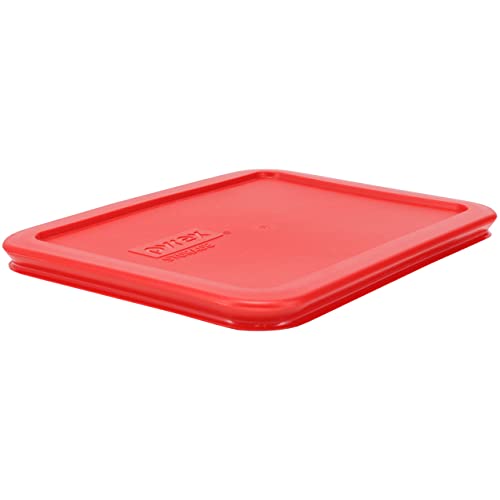 Pyrex 7210-PC 3-Cup Poppy Red Plastic Food Storage Replacement Lid, Made in USA - 4 Pack