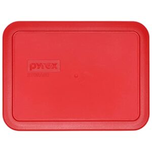 Pyrex 7210-PC 3-Cup Poppy Red Plastic Food Storage Replacement Lid, Made in USA - 4 Pack