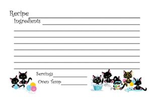 frisky felines recipe card (40) funny cats cooking recipes black cats kittens