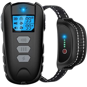 asrcs dog training collar with remote, waterproof dog collar with beep vibration shock, adjustable 0 to 99 shock vibration levels dog training set for small medium large dogs