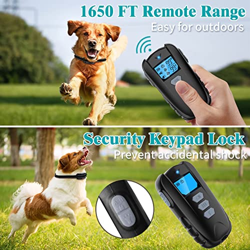 Asrcs Dog Training Collar with Remote, Waterproof Dog Collar with Beep Vibration Shock, Adjustable 0 to 99 Shock Vibration Levels Dog Training Set for Small Medium Large Dogs