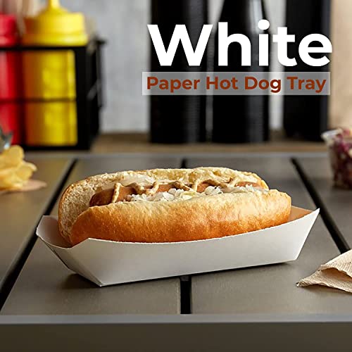 Angel's Peel Lounge White Paper Food Tray 5lb- Grease-Resistant and Microwavable- Heavy Duty Paper trays great for Tacos, Nachos, Fries, BBQ's, Picnics, Carnivals and Parties (Pack of 100)