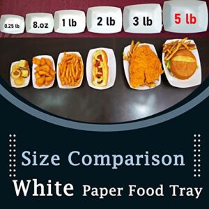 Angel's Peel Lounge White Paper Food Tray 5lb- Grease-Resistant and Microwavable- Heavy Duty Paper trays great for Tacos, Nachos, Fries, BBQ's, Picnics, Carnivals and Parties (Pack of 100)