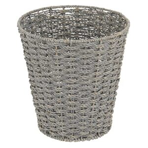 mDesign Seagrass Waste Basket Boho Double Woven Trash Can - Small Round Natural Wastebasket Garbage Bin for Bathroom Essentials - Gray Wash Finish