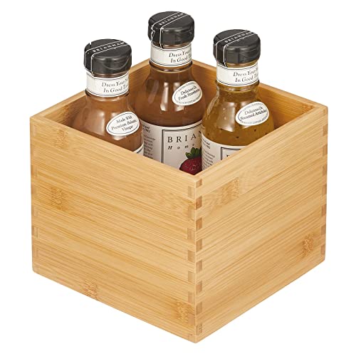 mDesign Bamboo Kitchen Storage Container Bin - Square Drawer Organizer Crate Box for Pantry Cabinet, Shelves, or Countertop, Holds Snacks, Spices, or Drinks, Echo Collection, 2 Pack, Natural/Tan