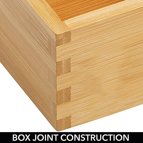 mDesign Bamboo Kitchen Storage Container Bin - Square Drawer Organizer Crate Box for Pantry Cabinet, Shelves, or Countertop, Holds Snacks, Spices, or Drinks, Echo Collection, 2 Pack, Natural/Tan