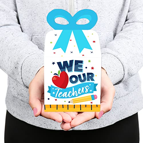 Big Dot of Happiness Thank You Teachers - Square Favor Gift Boxes - Teacher Appreciation Bow Boxes - Set of 12