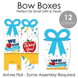 Big Dot of Happiness Thank You Teachers - Square Favor Gift Boxes - Teacher Appreciation Bow Boxes - Set of 12