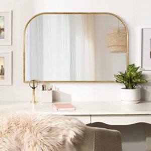 Kate and Laurel Caskill Modern Arched Wall Mirror, 36 x 24. Gold, Decorative Wide Midcentury Mirror for Wall Decor with Wide Arched Frame