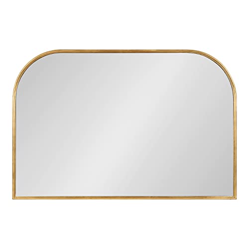 Kate and Laurel Caskill Modern Arched Wall Mirror, 36 x 24. Gold, Decorative Wide Midcentury Mirror for Wall Decor with Wide Arched Frame