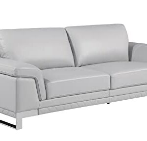 Blackjack Furniture Weston Collection Italian Leather Living Room Sofa, Light Gray