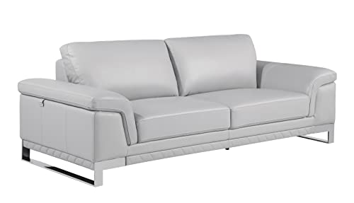 Blackjack Furniture Weston Collection Italian Leather Living Room Sofa, Light Gray