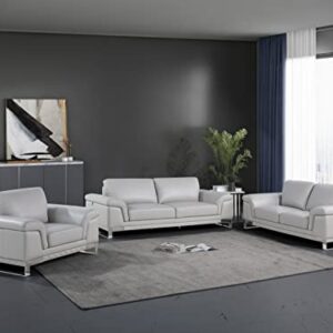 Blackjack Furniture Weston Collection Italian Leather Living Room Sofa, Light Gray