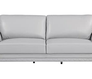 Blackjack Furniture Weston Collection Italian Leather Living Room Sofa, Light Gray