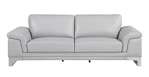 Blackjack Furniture Weston Collection Italian Leather Living Room Sofa, Light Gray