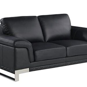 Blackjack Furniture Weston Collection Italian Leather Living Room, Den Loveseat, Black