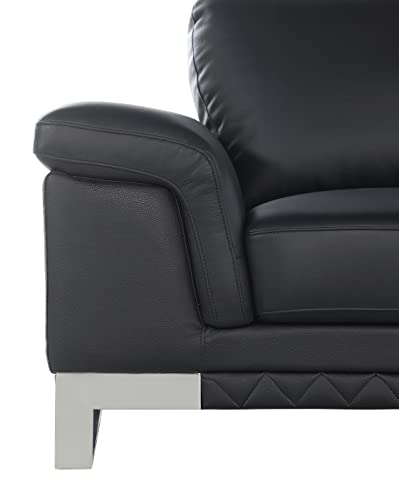 Blackjack Furniture Weston Collection Italian Leather Living Room, Den Loveseat, Black