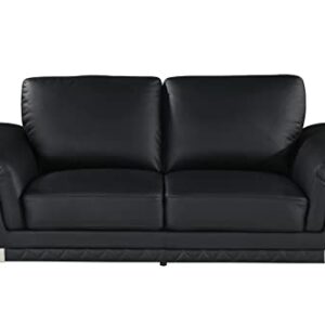 Blackjack Furniture Weston Collection Italian Leather Living Room, Den Loveseat, Black