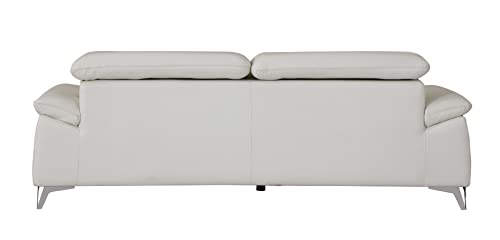 Blackjack Furniture Naples Italian Leather Adjustable Headrests, Sofa, 88", White