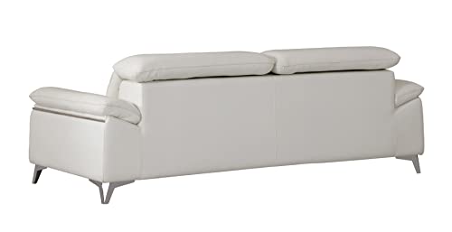 Blackjack Furniture Naples Italian Leather Adjustable Headrests, Sofa, 88", White