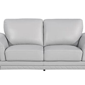 Blackjack Furniture Weston Collection Italian Leather Living Room, Den Loveseat, Light Gray