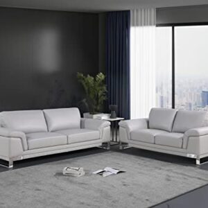 Blackjack Furniture Weston Collection Italian Leather Living Room, Den Loveseat, Light Gray