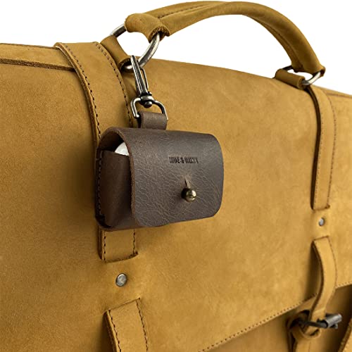 Hide & Drink, Airpods Pro Case Keychain Handmade from Full Grain Leather - Stylish, Cute, Protective, Convenient, Compact Carrier with Snap Hook - Perfect for Everyday Use or Travel - Bourbon Brown