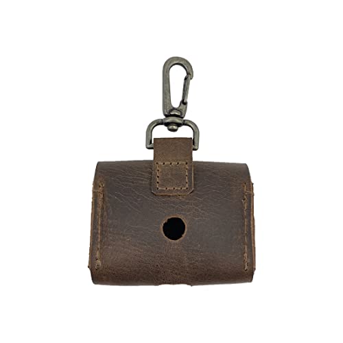 Hide & Drink, Airpods Pro Case Keychain Handmade from Full Grain Leather - Stylish, Cute, Protective, Convenient, Compact Carrier with Snap Hook - Perfect for Everyday Use or Travel - Bourbon Brown