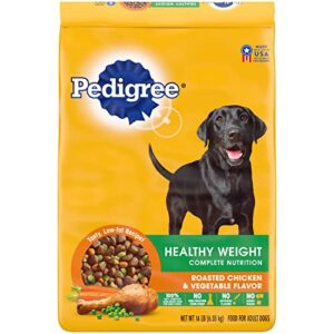 pedigree healthy weight adult dry dog food roasted chicken & vegetable flavor dog kibble, 14 lb. bag