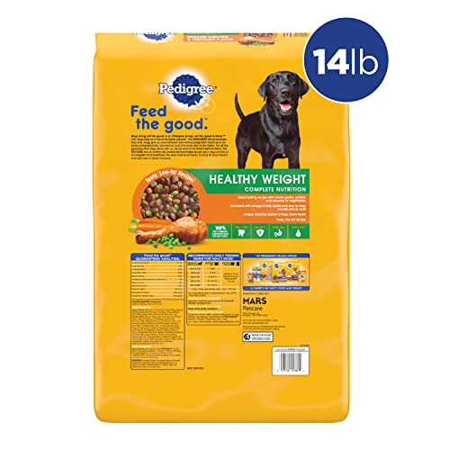 Pedigree Healthy Weight Adult Dry Dog Food Roasted Chicken & Vegetable Flavor Dog Kibble, 14 lb. Bag