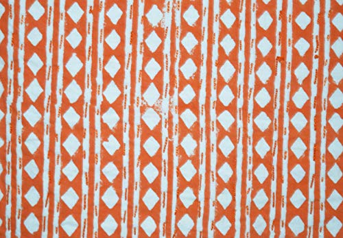 MAVISS HOMES Indian Block Print Quilt Kantha Quilts Queen Size Kantha Throw Quilt Blanket Kantha Bedspreas Pure Cotton Quilt (Twin 90 X 60 Inch, Orange)