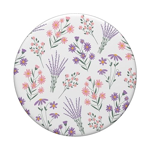 Purple Lavender Flower Botanical Pink Floral Aesthetic White PopSockets Standard PopGrip