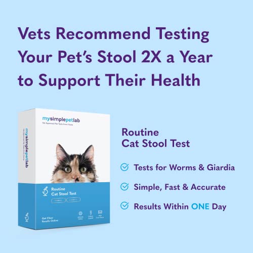 MySimplePetLab Routine Cat Stool Test Kit | Fast and Accurate Cat Worms and Intestinal Parasite Test | Mail-in Stool Sample Kit for Early Detection and Treatment of Cat Worms and Giardia