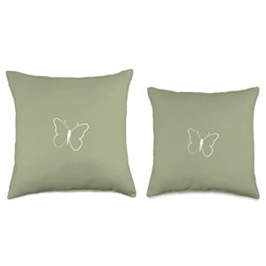 Butterfly Line Simple Sage Green Throw Pillow, 18x18, Multicolor